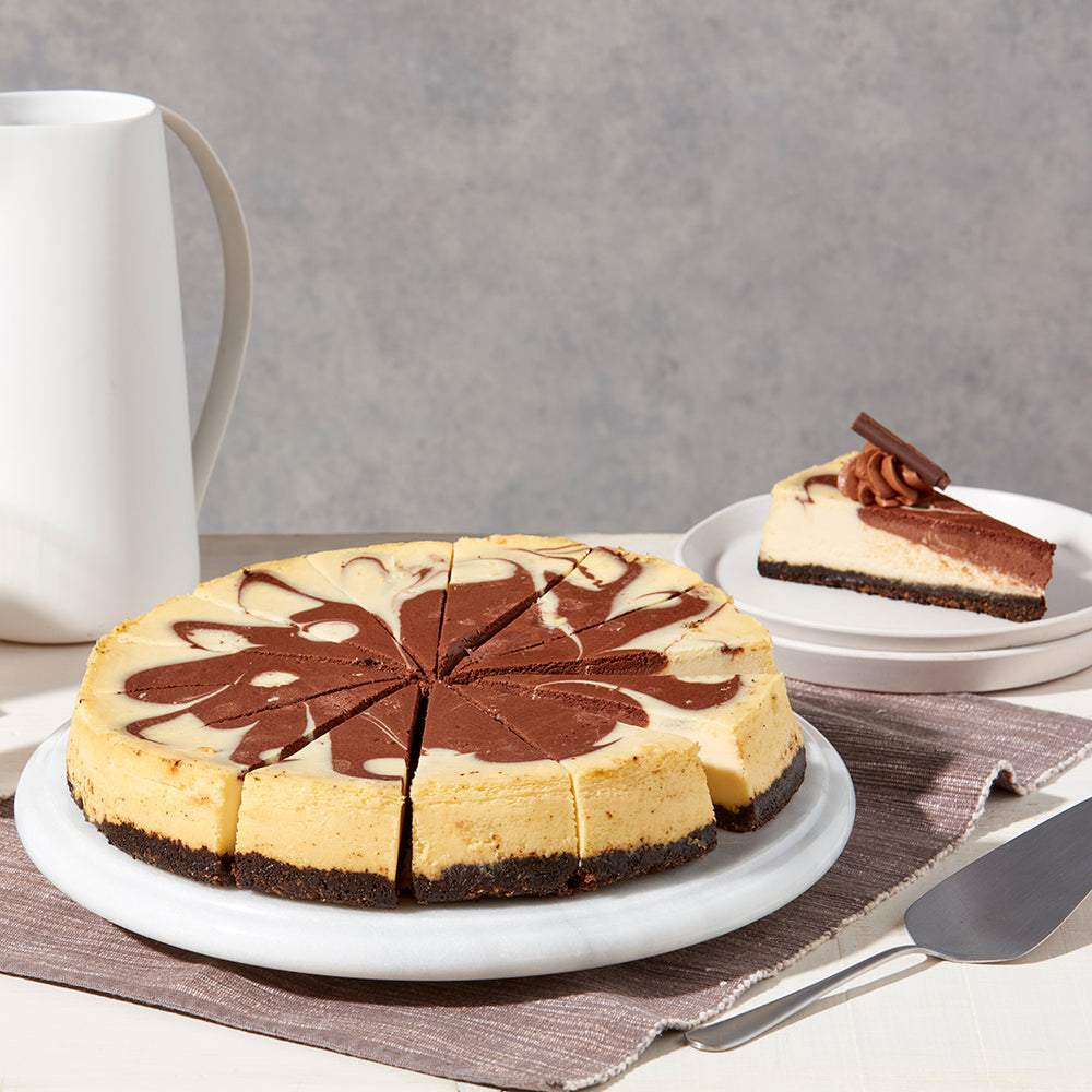 Chocolate Swirl Pre-Sliced Cheesecake – Elite Sweets